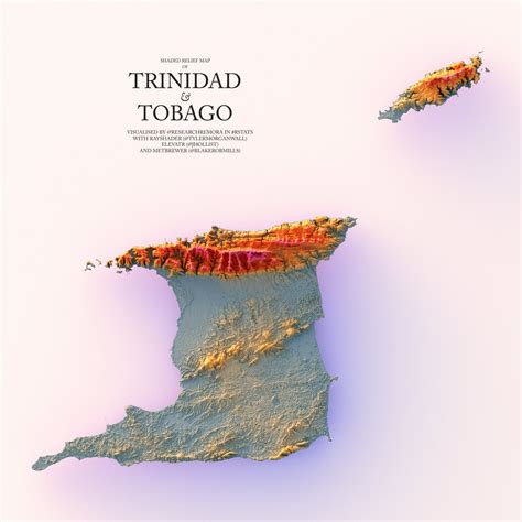 Shaded Relief Map Of Trinidad And Tobago By Maps On The Web