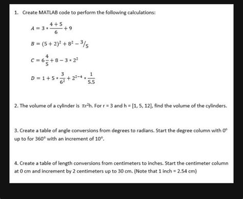solved 1 create matlab code to perform the following
