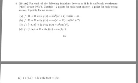 solved for each of the following functions determine if it