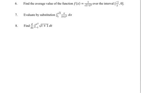 solved find the average value of the function f x