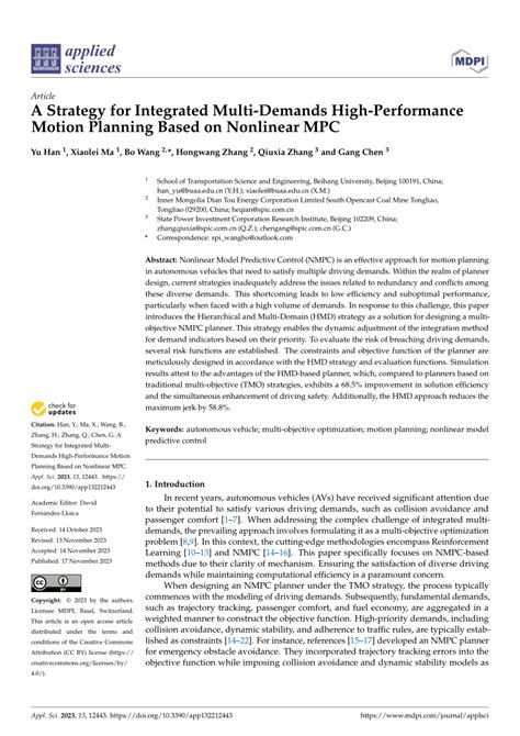 pdf a strategy for integrated multi demands high performance motion planning based on