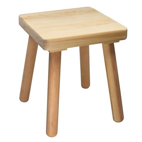 Solid Pine Square Wooden Stool With 4 Legs Flatpack Craftmill