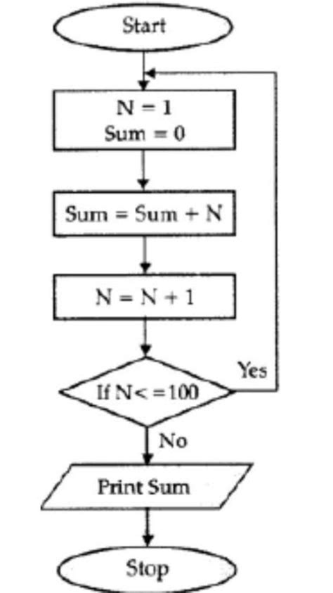 Flowchart For Sum Of First 100 Natural Numbers Brainly In