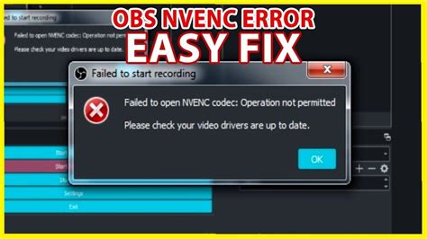 OBS Studio NVENC Codec Error Fix Finally KECH YouTube Channel YouTube