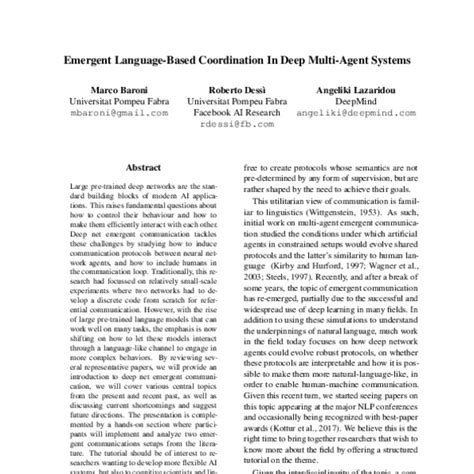 emergent language based coordination in deep multi agent systems acl anthology