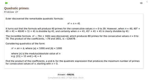 problem 27 project euler solution with python