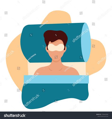 Vector Illustration Of A Man Sleeping In Bed Royalty Free Stock Vector 1799443384