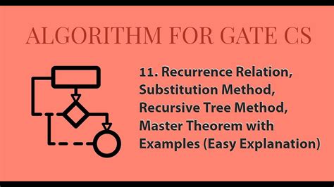 11 recurrence relation substitution method recursive tree method and master theorem