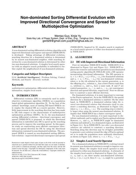 pdf non dominated sorting differential evolution with improved directional convergence and