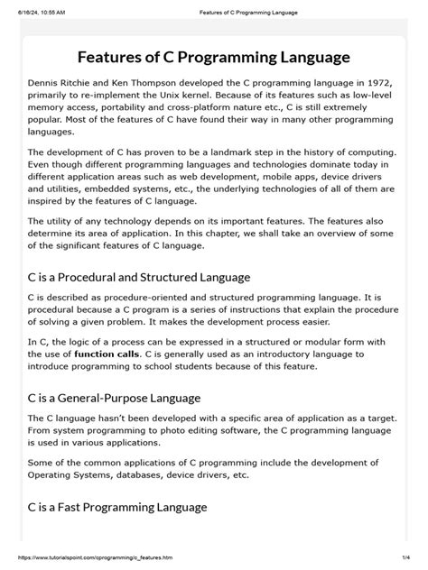 features of c programming language download free pdf c programming language computer