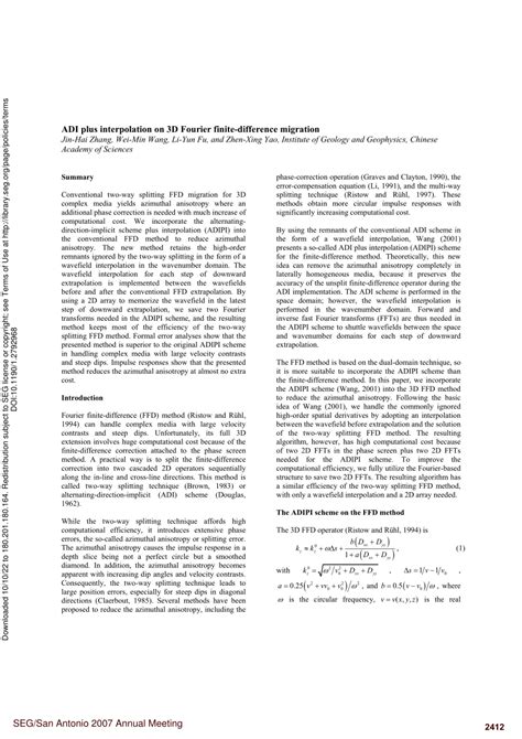 pdf adi plus interpolation on 3d fourier finite difference migration