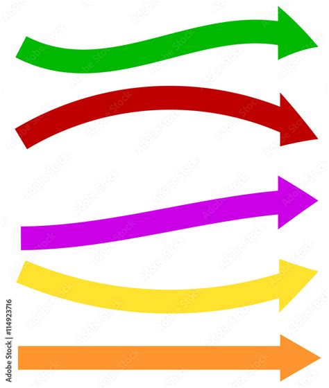 Set Of 5 Colorful Arrow Shapes Long Horizontal Arrows Stock Vector