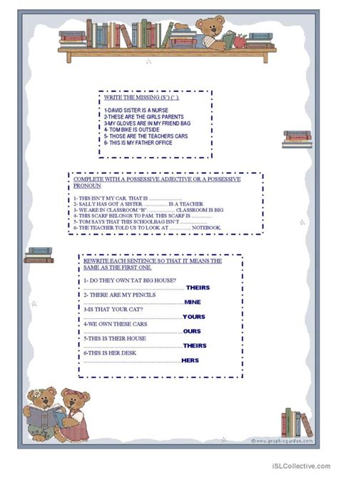 POSSESSIVE ADJECTIVE POSSESSIV English ESL Worksheets Pdf Doc
