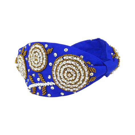 Handmade Headband Blue Headband Diadema Azul Embroidered Headband Blue Hairband For Sale