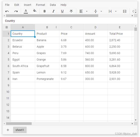dhtmlx spreadsheet javascript pro 5 0