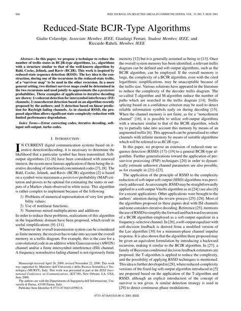 pdf reduced state bcjr type algorithms