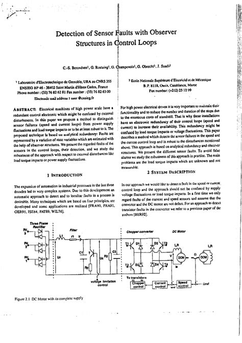 [pdf] detection of sensor faults with observer structures in control loops