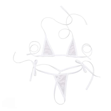 Sexy Womens Mesh See Through Tiny Bikini Sets Swimsuit Bra Top Briefs Swimwear Ebay
