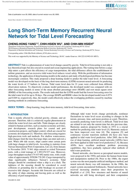 pdf long short term memory recurrent neural network for tidal level forecasting