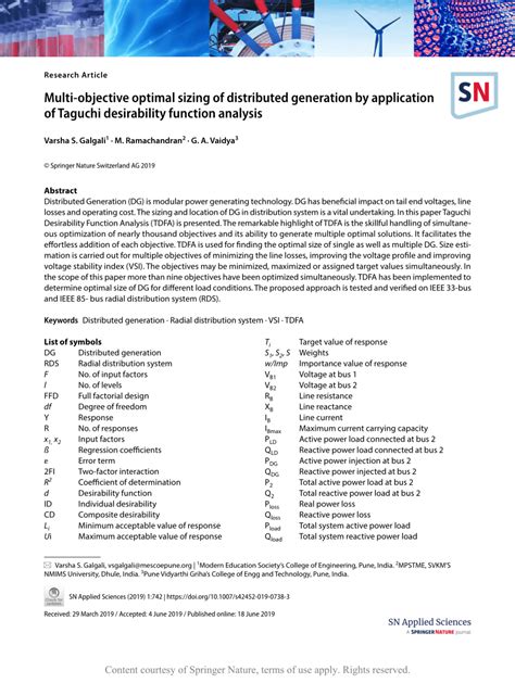multi objective optimal sizing of distributed generation by application of taguchi desirability