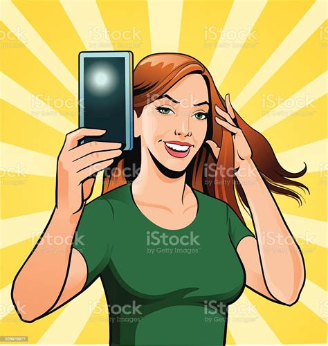Beautiful Young Woman Taking Selfie Stock Illustration Download Image Now Selfie Adult