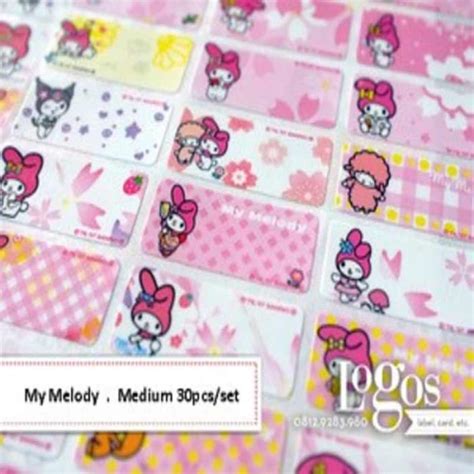 Promo My Melody Sticker Medium Name Label Stiker Karakter Sanrio Lucu Utk Nama Di Buku Tas
