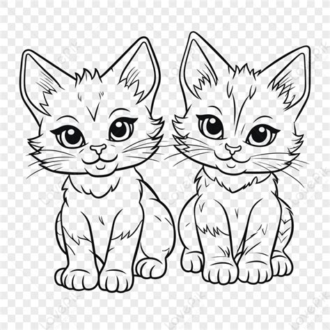 두 마리의 새끼 고양이 색칠 페이지 새끼 고양이 색칠 페이지 개요 스케치 드로잉 벡터 흰개미과 개요 예술 PNG 일러스트 무료