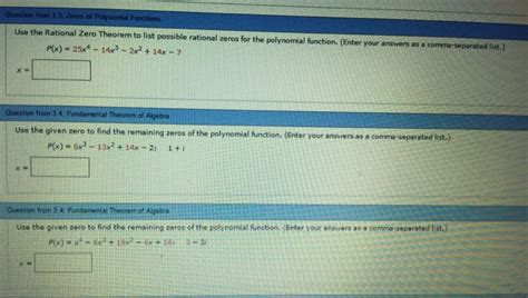 solved use the rational zero theorem to list possible