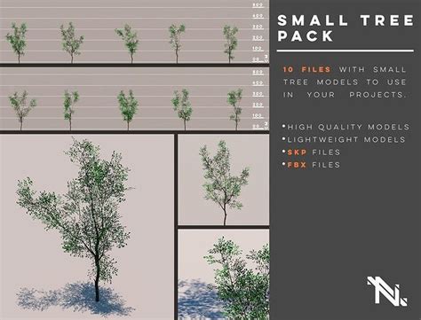 Small Tree Pack 10 SKP And FBX Trees Free 3D Model CGTrader