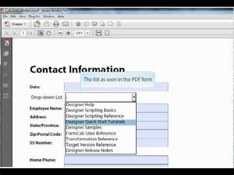 Adobe LiveCycle Designer Create Drop Down List In PDF Forms With Data