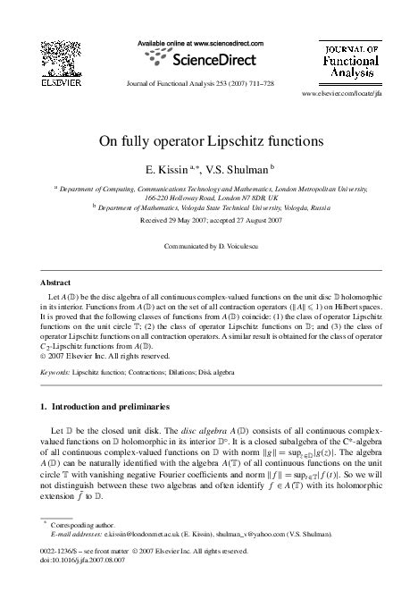 pdf on fully operator lipschitz functions e kissin