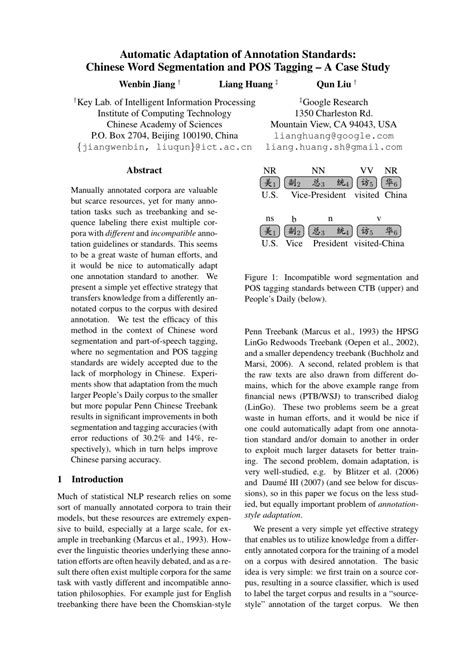pdf automatic adaptation of annotation standards chinese word segmentation and pos tagging