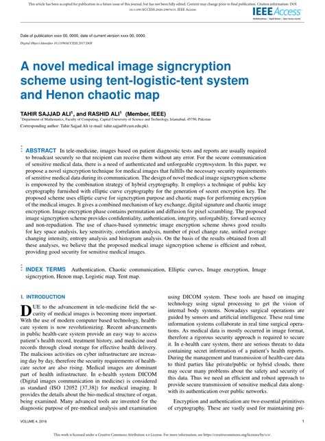 pdf a novel medical image signcryption scheme using tent logistic tent system and henon
