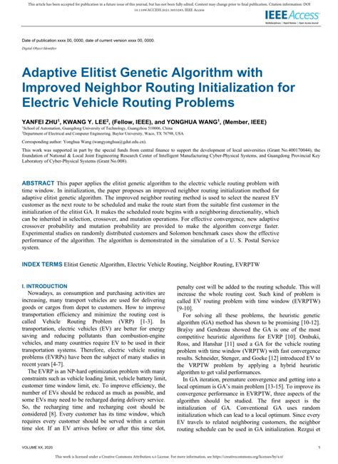 pdf adaptive elitist genetic algorithm with improved neighbor routing initialization for