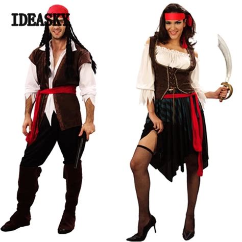 Captain Pirates Caribbean Jack Sparrow Pirate Fantasia Adult Cosplay Fancy Dress Carnival