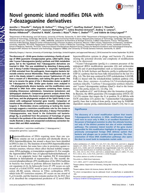 pdf novel genomic island modifies dna with 7 deazaguanine derivatives