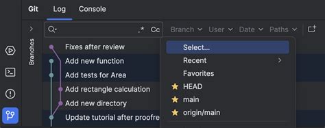 Manage Git Branches CLion Documentation