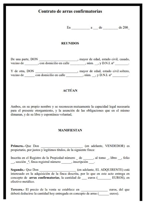 Modelo Contrato De Arras Tienes Que Saber ESTO