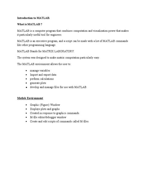 1 introduction to matlab pdf matlab matrix mathematics