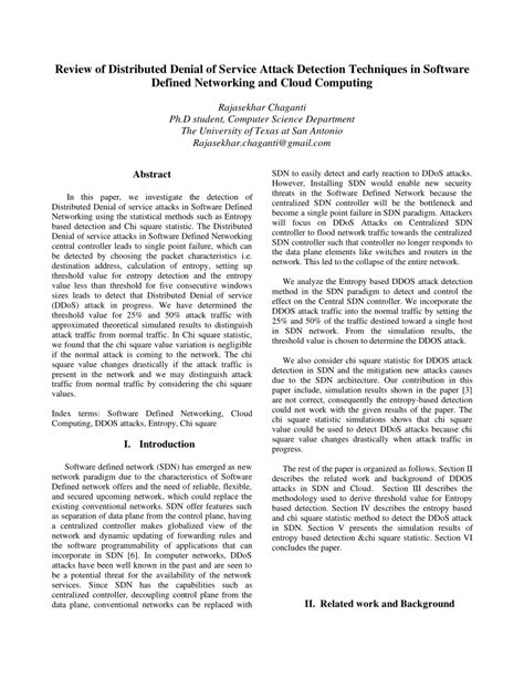 pdf review of distributed denial of service attack detection techniques in software defined