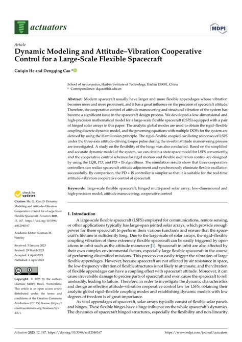 pdf dynamic modeling and attitude vibration cooperative control for a large scale flexible