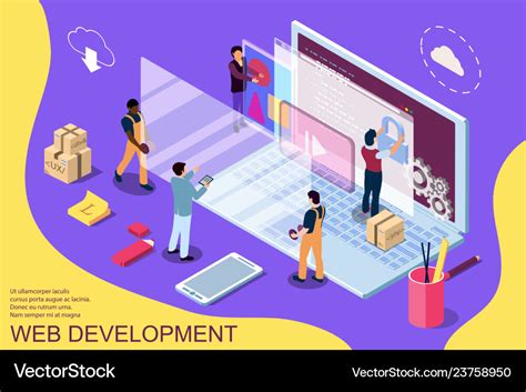 Web Development Design Concept With Character Vector Image