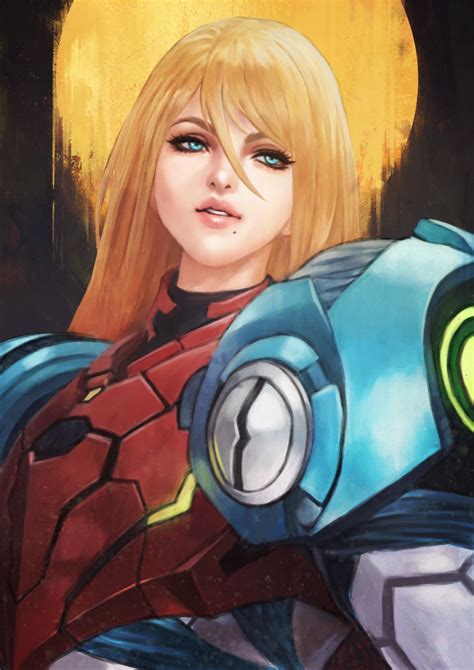Safebooru 1girl Absurdres Blonde Hair Blue Eyes Eyelashes Head Tilt Highres Long Hair Metroid