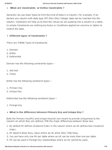 sql server interview questions with answers msbi guide pdf database index relational