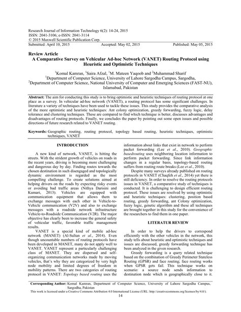 pdf a comparative survey on vehicular ad hoc network vanet routing protocol using heuristic