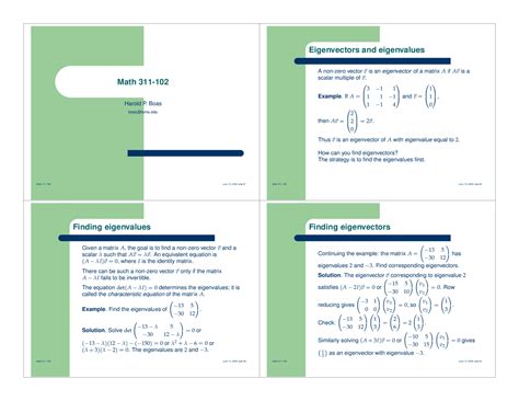 eigenvectors and eigenvalues lecture slides math 311 docsity