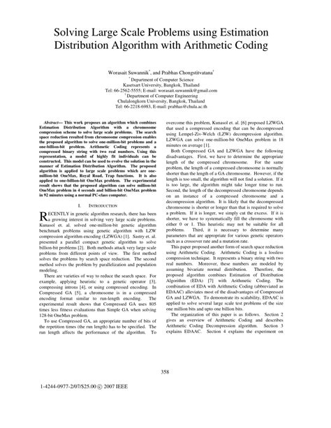 pdf solving large scale problems using estimation distribution algorithm with arithmetic coding