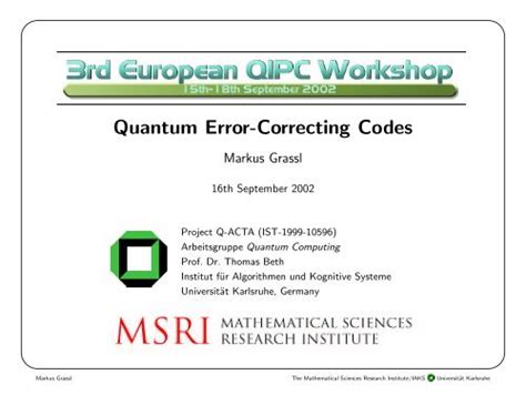 quantum error correcting codes