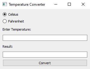 Python PyQt Program Temperature Converter