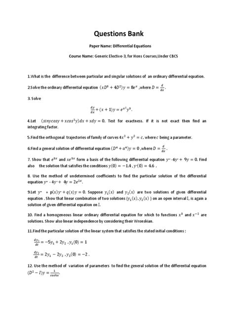 differential equations pdf ordinary differential equation rates